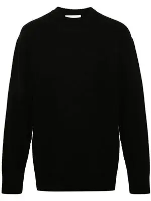 JIL SANDER Crew-neck Boiled Wool Jumper - Black