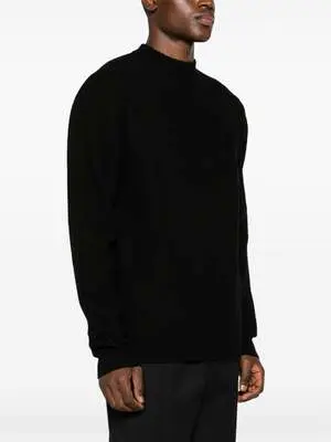 JIL SANDER Crew-neck Boiled Wool Jumper - Black