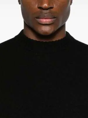 JIL SANDER Crew-neck Boiled Wool Jumper - Black