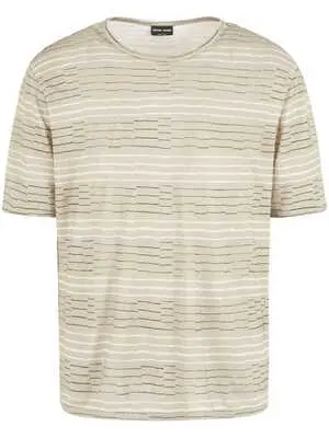 Giorgio Armani Striped Linen T-shirt - Neutrals