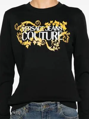 Versace Barocco Logo-print Sweatshirt - Black