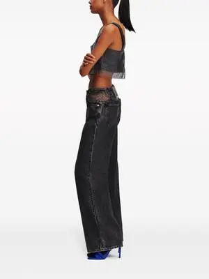 Karl Lagerfeld Chain-panel Straight-leg Jeans