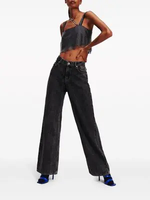 Karl Lagerfeld Chain-panel Straight-leg Jeans