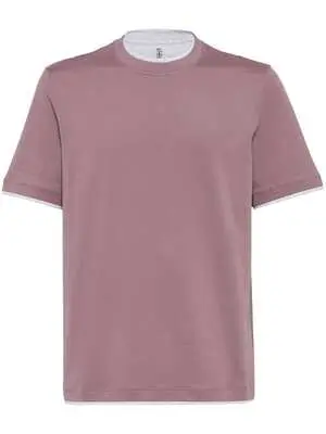 Brunello Cucinelli Contrast-trim Crew-neck T-shirt - Purple