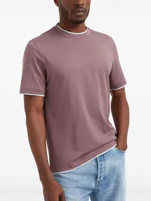 Brunello Cucinelli Contrast-trim Crew-neck T-shirt