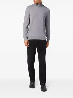 BILLIONAIRE Monogram-embroidered Turtleneck - Grey