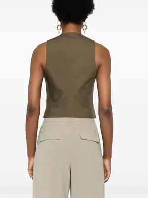 MODES V-neck Cotton Waistcoat - Green