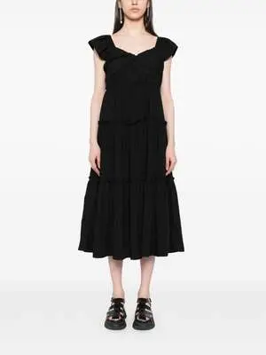 B+AB Pleated Tiered Midi Dress - Black