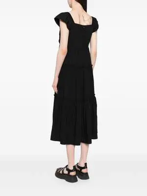 B+AB Pleated Tiered Midi Dress - Black