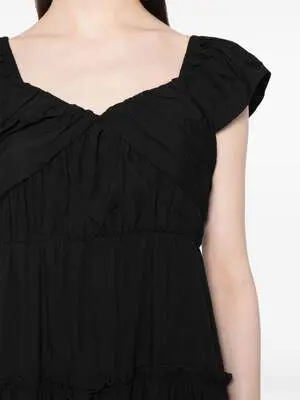 B+AB Pleated Tiered Midi Dress - Black