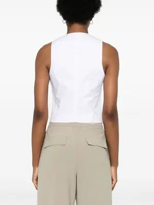 MODES V-neck Cotton Waistcoat - White
