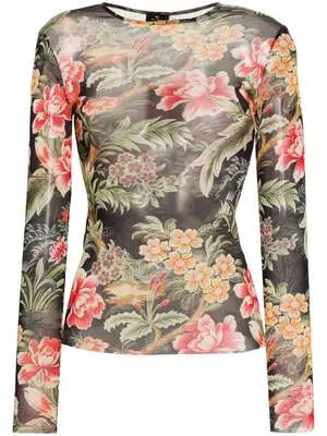 Etro ETRO Floral-Print Semi-Sheer Top Black