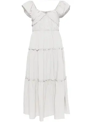 B+AB Pleated Tiered Midi Dress - Grey