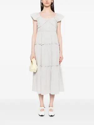 B+AB Pleated Tiered Midi Dress - Grey