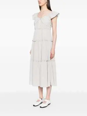B+AB Pleated Tiered Midi Dress - Grey