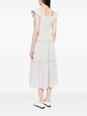 B+AB Pleated Tiered Midi Dress - Grey
