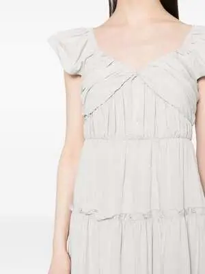 B+AB Pleated Tiered Midi Dress - Grey