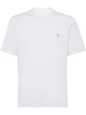 Brunello Cucinelli Logo-embroidered Crew-neck T-shirt - White