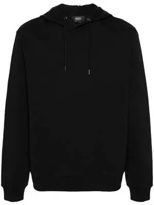 A.p.c. Logo Embroidered Cotton Hoodie - Black