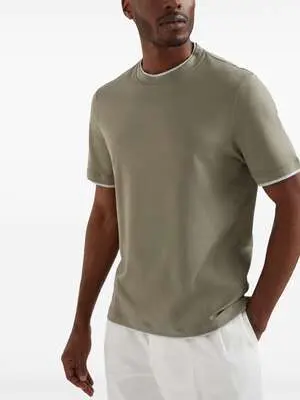 Brunello Cucinelli Contrast-trim Crew-neck T-shirt