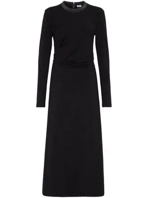 Brunello Cucinelli Monili-trim Gathered Dress - Black
