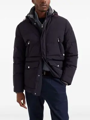 Brunello Cucinelli Quilted Hooded Jacket - Blue