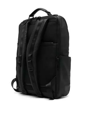 PIQUADRO Leather Logo Plaque Laptop Backpack - Black