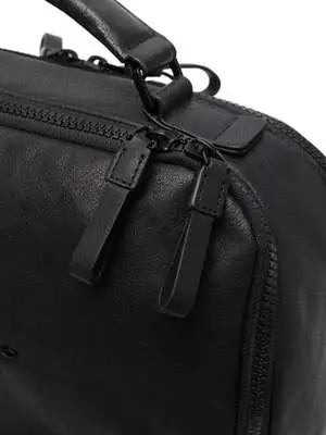 PIQUADRO Leather Logo Plaque Laptop Backpack - Black