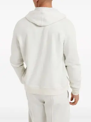 Brunello Cucinelli Zip-up Jersey Hoodie - White