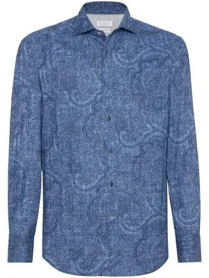 Brunello Cucinelli Patterned Jacquard Cotton Shirt