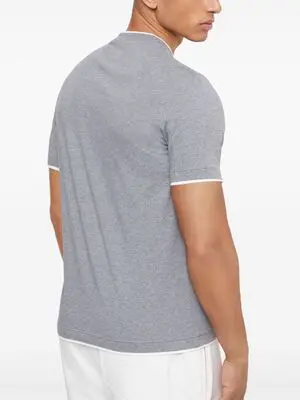 Brunello Cucinelli Logo-embroidered Contrast-trim T-shirt - Grey