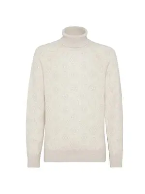 Brunello Cucinelli Men's Geometric Jacquard Turtleneck Sweater - Panama  Panama