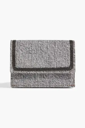 Brunello Cucinelli Beadembellished Tweed Wallet - Dark Gray