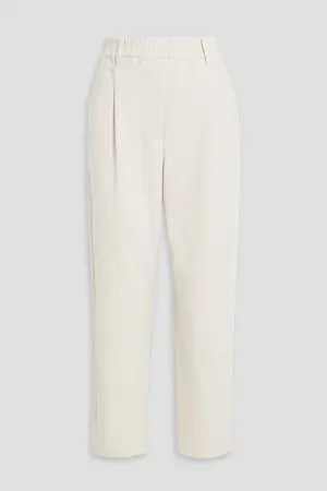 Brunello Cucinelli Cotton-blend Jersey Tapered Pants - Ecru