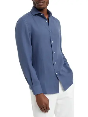 Brunello Cucinelli Hemp Easy Fit Shirt With Spread Collar