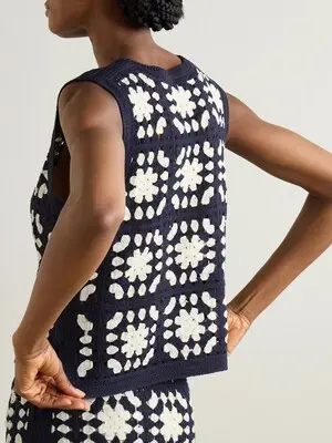 FRAME Crocheted Tasseled Cotton-blend Tank