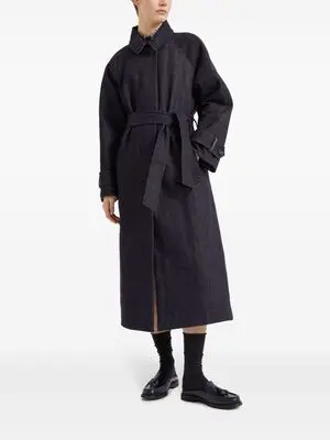 Brunello Cucinelli Denim Belted Trench Coat