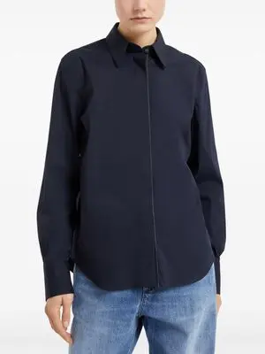 Brunello Cucinelli Monili-chain Poplin Shirt - Blue