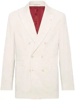 Brunello Cucinelli Double-breasted Corduroy Blazer - Neutrals