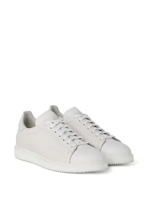 Brunello Cucinelli Grained Leather Lace-up Sneakers - White