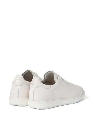 Brunello Cucinelli Grained Leather Lace-up Sneakers - White