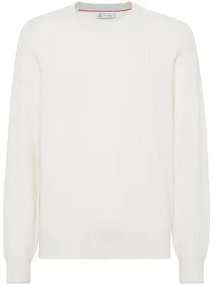 Brunello Cucinelli Ribbed Crew-neck Jumper - White