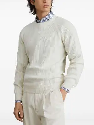 Brunello Cucinelli Ribbed Crew-neck Jumper - White