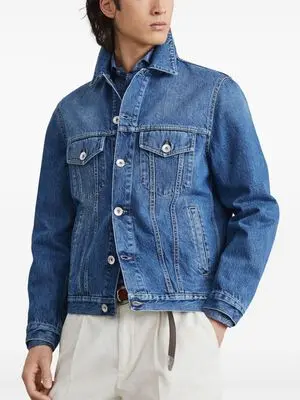 Brunello Cucinelli Spread-collar Denim Jacket - Blue
