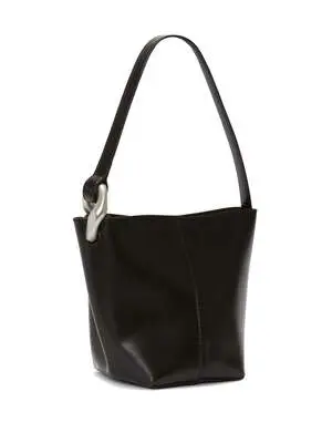 JW Anderson Small Corner Leather Bucket Bag - Black