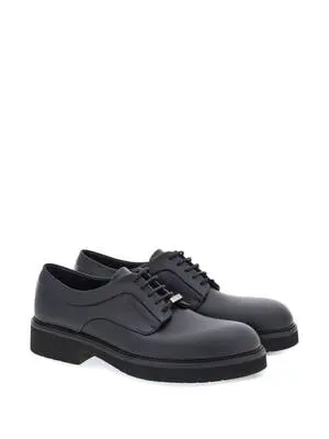 FERRAGAMO Logo-debossed Leather Derby Shoes - Black