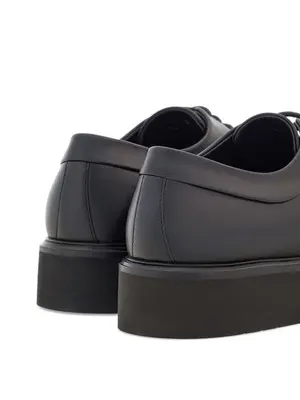 FERRAGAMO Logo-debossed Leather Derby Shoes - Black