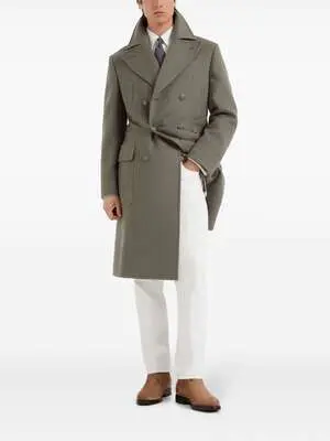 Brunello Cucinelli Double-breasted Wool Coat - Green