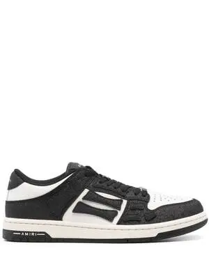 Amiri Shimmer Skel Leather Sneakers - Black