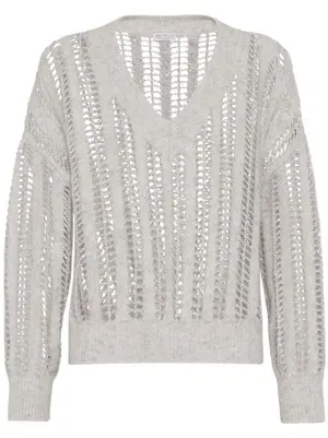 Brunello Cucinelli Open-knit Jumper - White